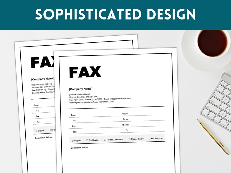 Fax Cover Sheet Template, Office Stationery Fax Editable Form, Small ...