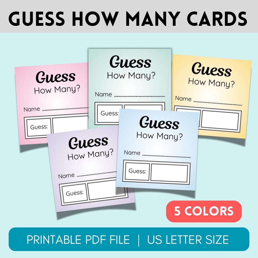 Guessing Game Cards, Printable Guess Cards, Guess How Many Bridal ...