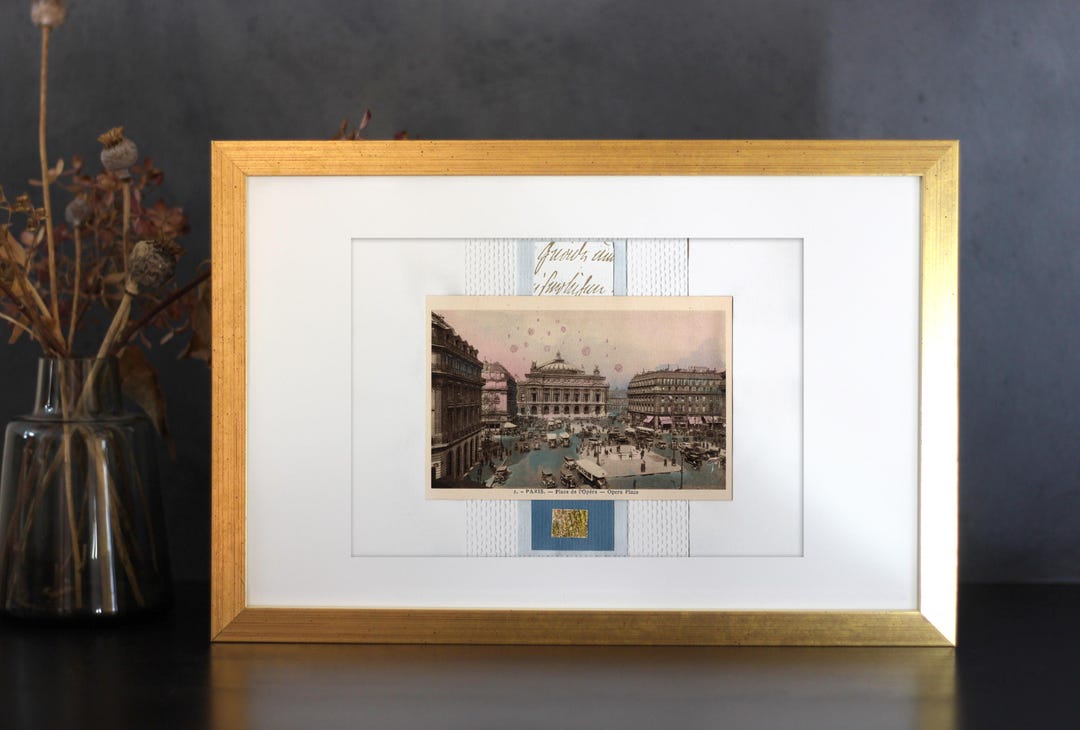 Vintage Collage of Paris, Place De L'opéra, Hand-colored Postcard ...