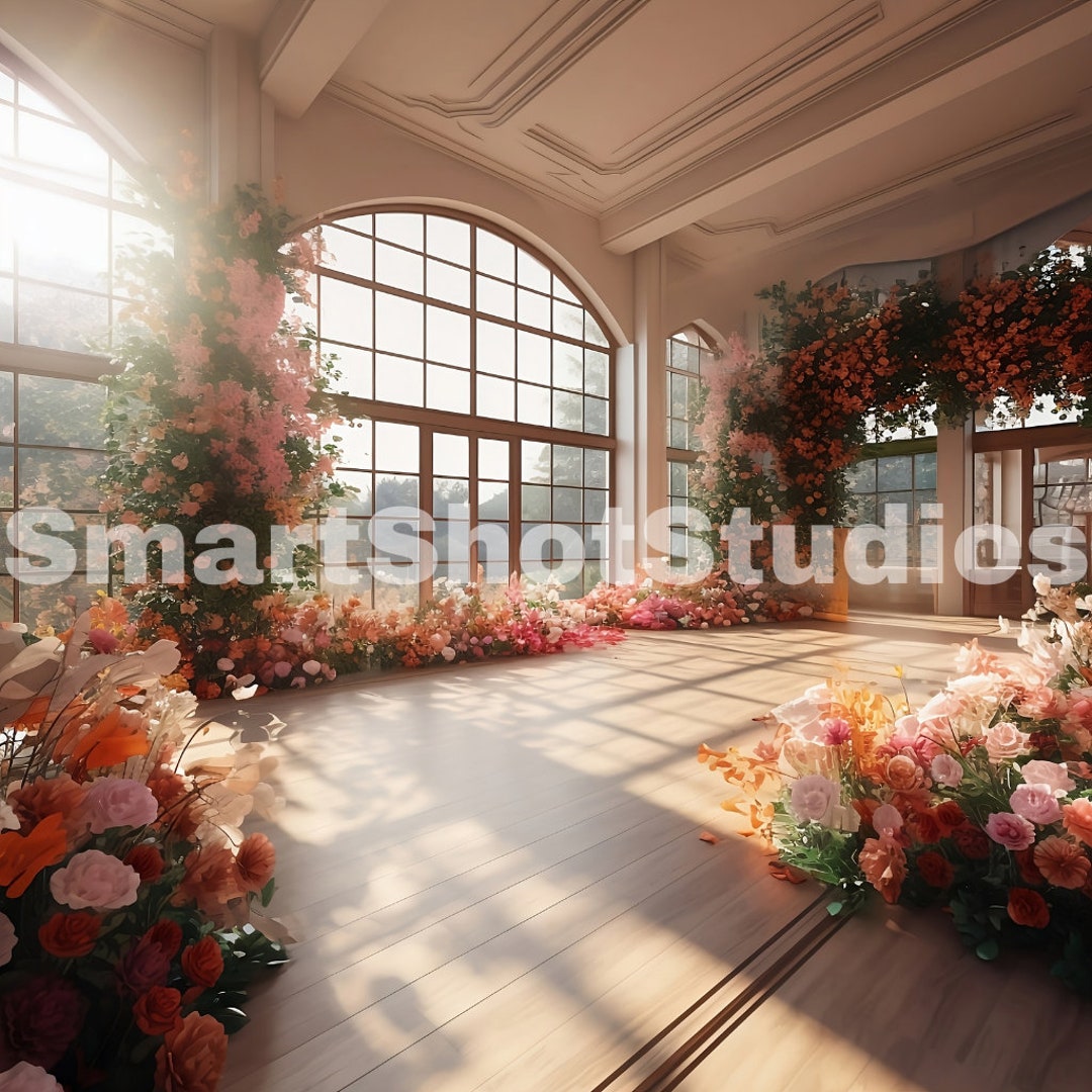 1 X Wedding Venue With Flowers Digital Background, Digital Backdrop ...