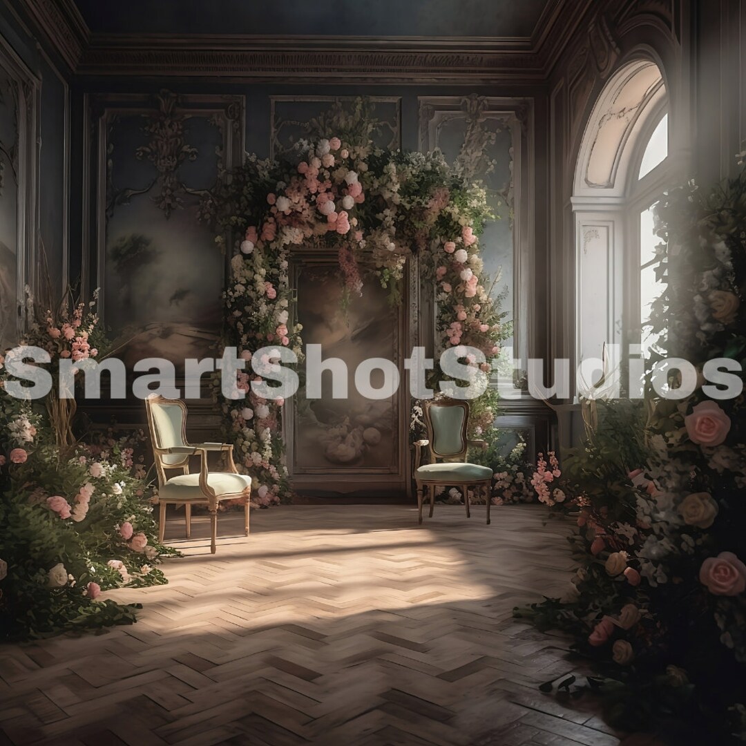 1 X Elegant Wedding Flowers Digital Background, Digital Backdrop ...