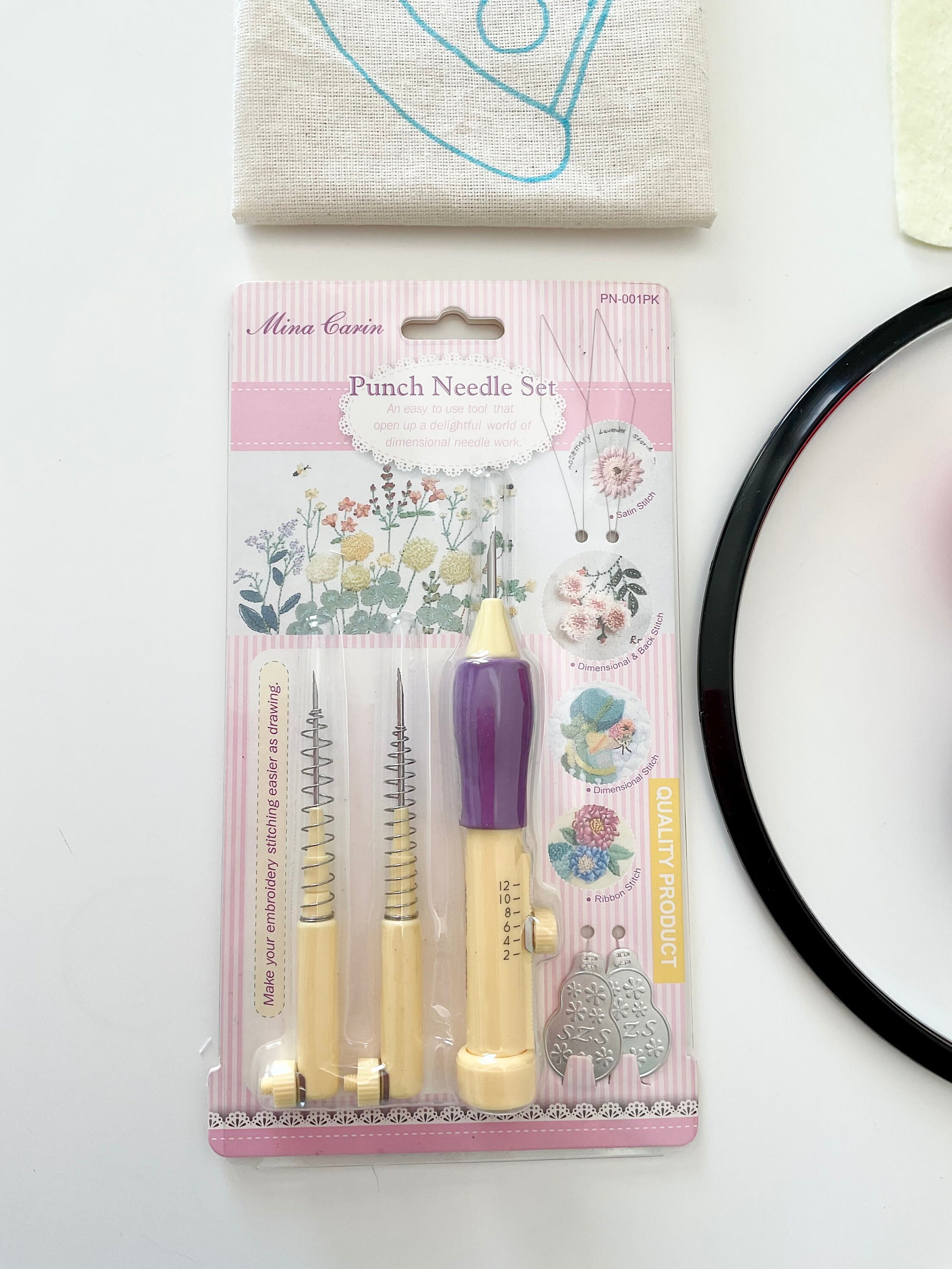 Pizza Punch Needle Beginner Kit, Gift for Christmas, Cotton Yarn, Hoop ...
