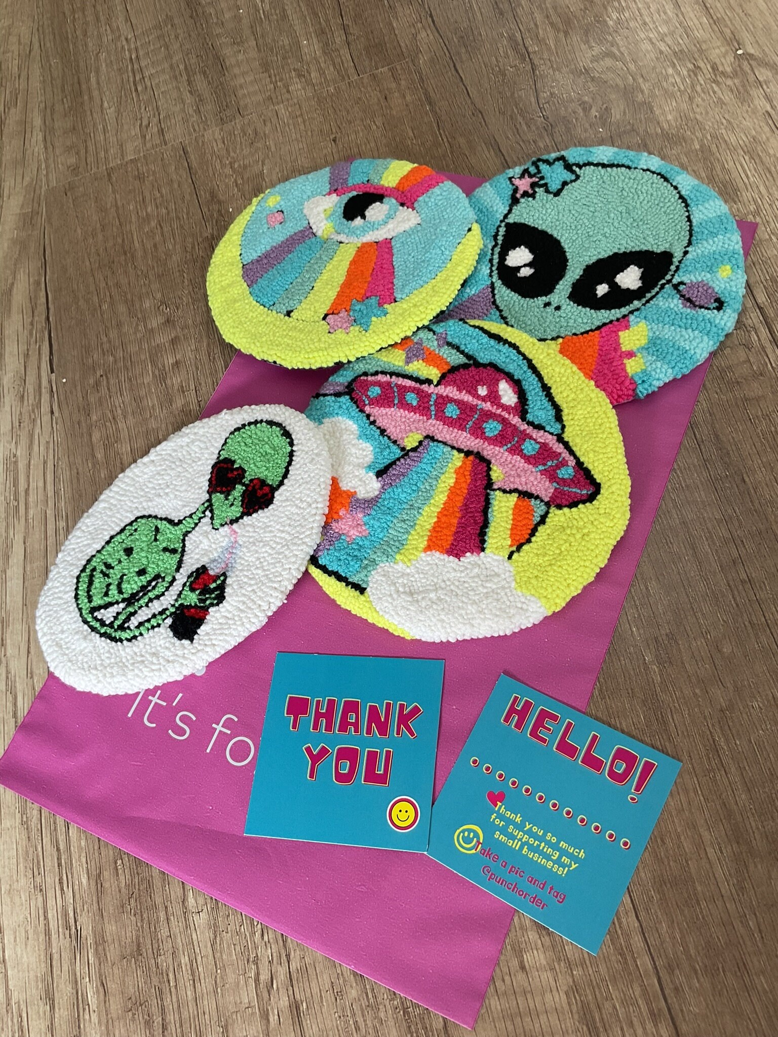Y2k Aesthetic Coasters, Punch Needle Mug Rugs, Alien and Space Coasters ...