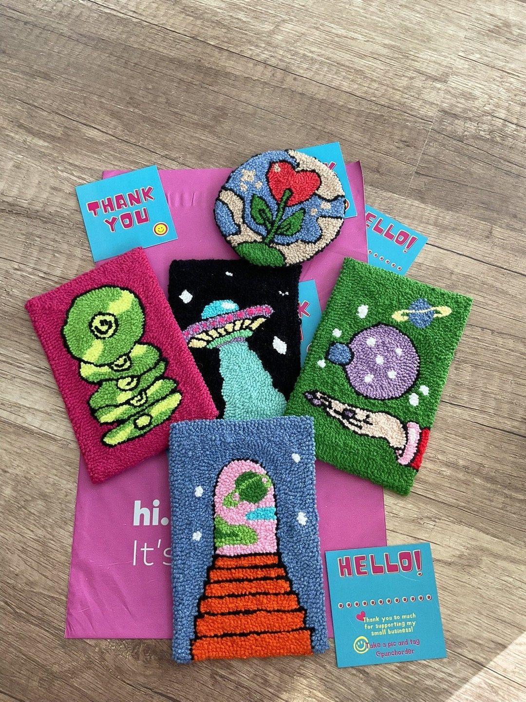 Big Size Punch Needle Mug Rug and Decor, Cute Drink Coaster, Aesthetic ...