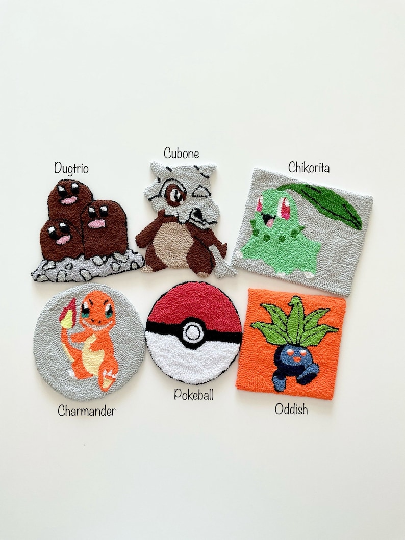 Unique Pokemon Punch Needle, Pokeball and Charmander Coasters,pokemon Mug Rugs Series,game Decor ...