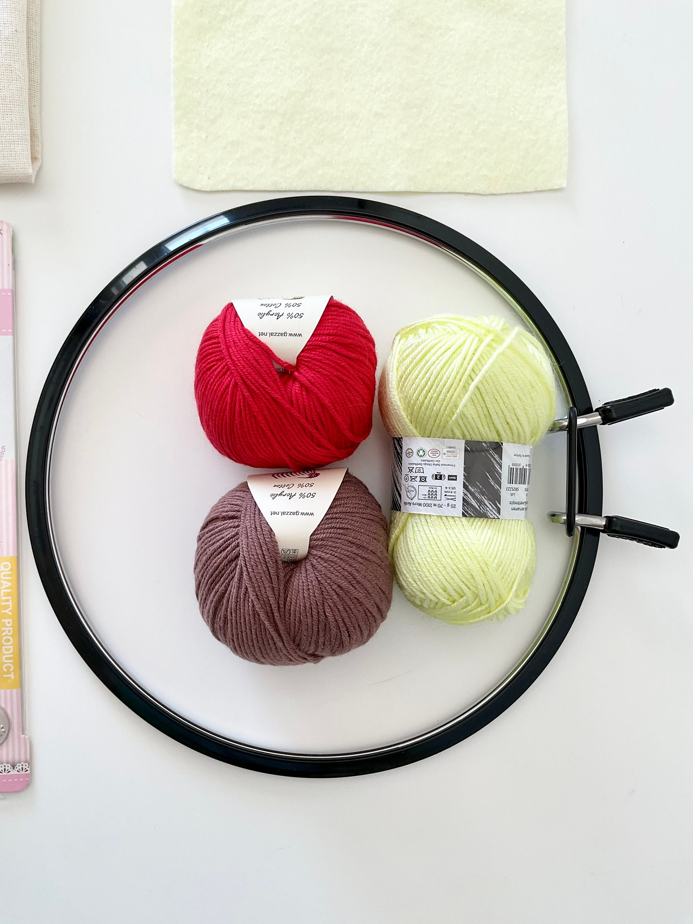 Pizza Punch Needle Beginner Kit, Gift for Christmas, Cotton Yarn, Hoop ...