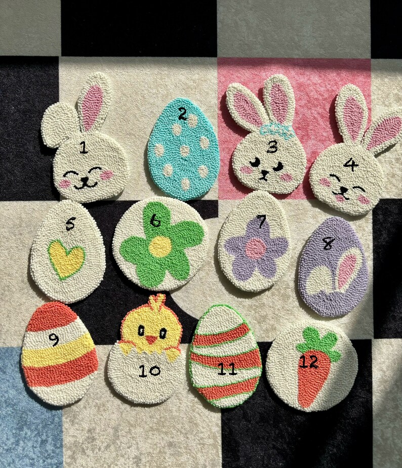 Easter Themed Coasters, Punch Needle Easter Decorations and Placemats ...