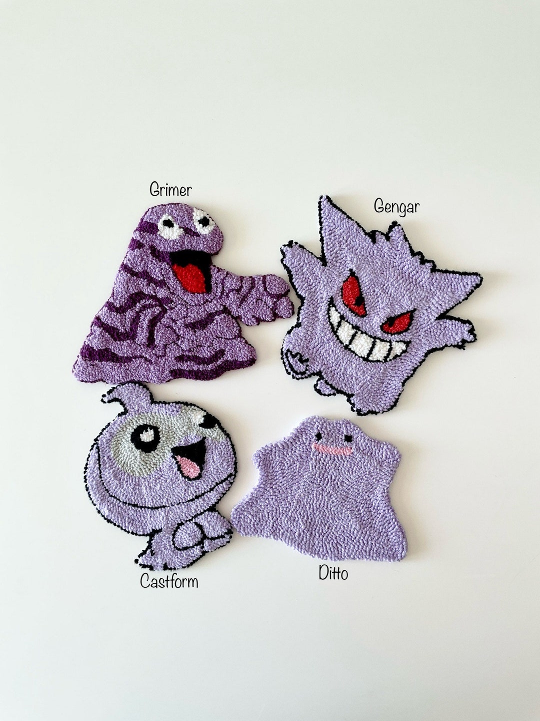 Gengar, Castform, Ditto and Grimer Punch Needle Coasters Set ...