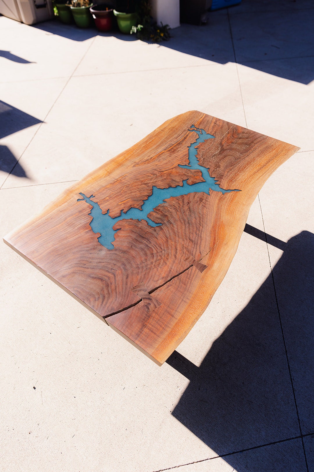 Lake Coeur D'alene Coffee Table, Live Edge Table, Walnut Epoxy Table ...