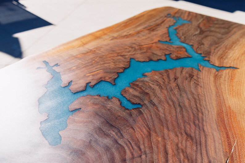 Lake Coeur D'alene Coffee Table, Live Edge Table, Walnut Epoxy Table ...