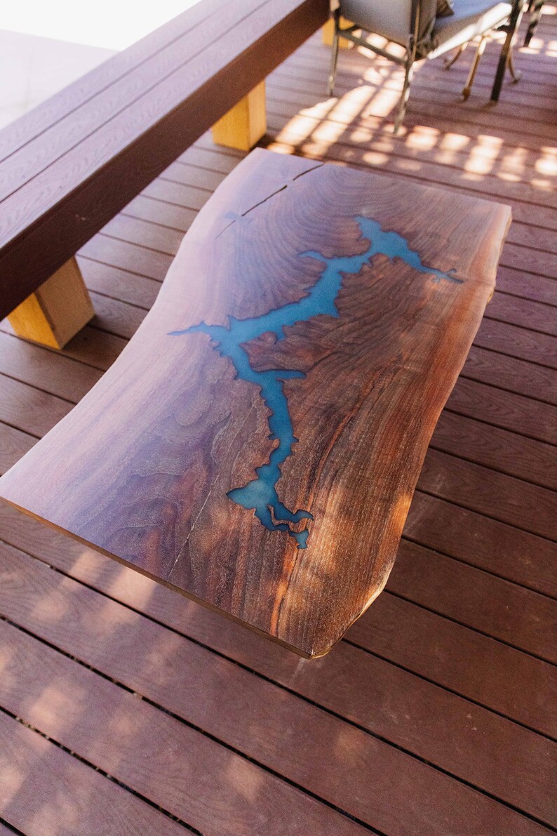 Lake Coeur D'alene Coffee Table, Live Edge Table, Walnut Epoxy Table ...