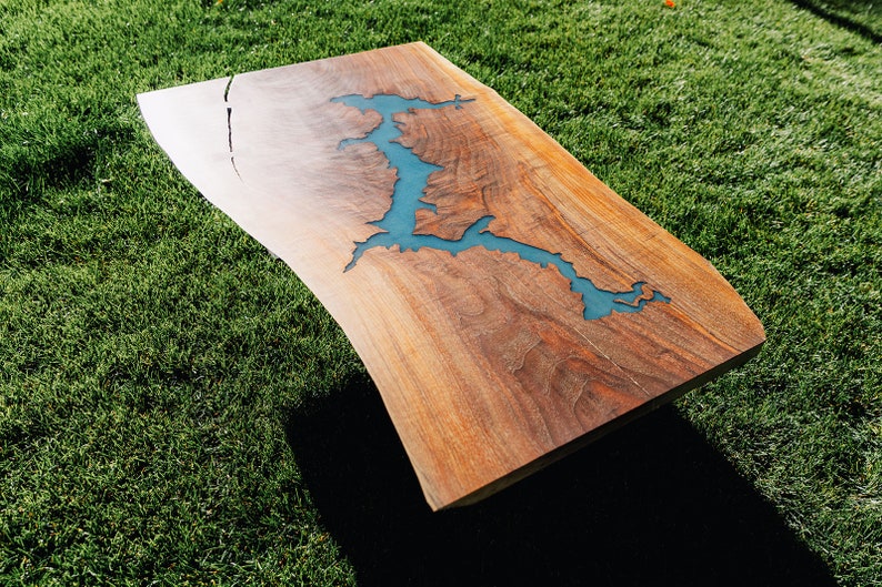 Lake Coeur D'alene Coffee Table, Live Edge Table, Walnut Epoxy Table ...