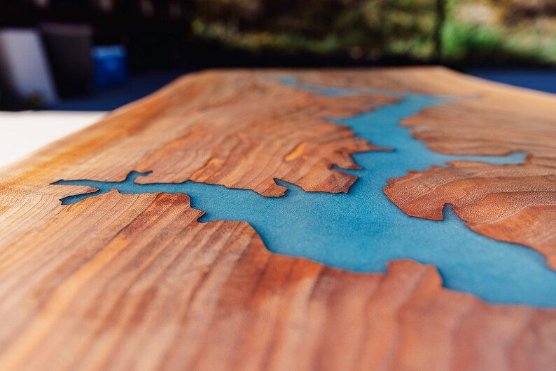 Lake Coeur D'alene Coffee Table, Live Edge Table, Walnut Epoxy Table ...