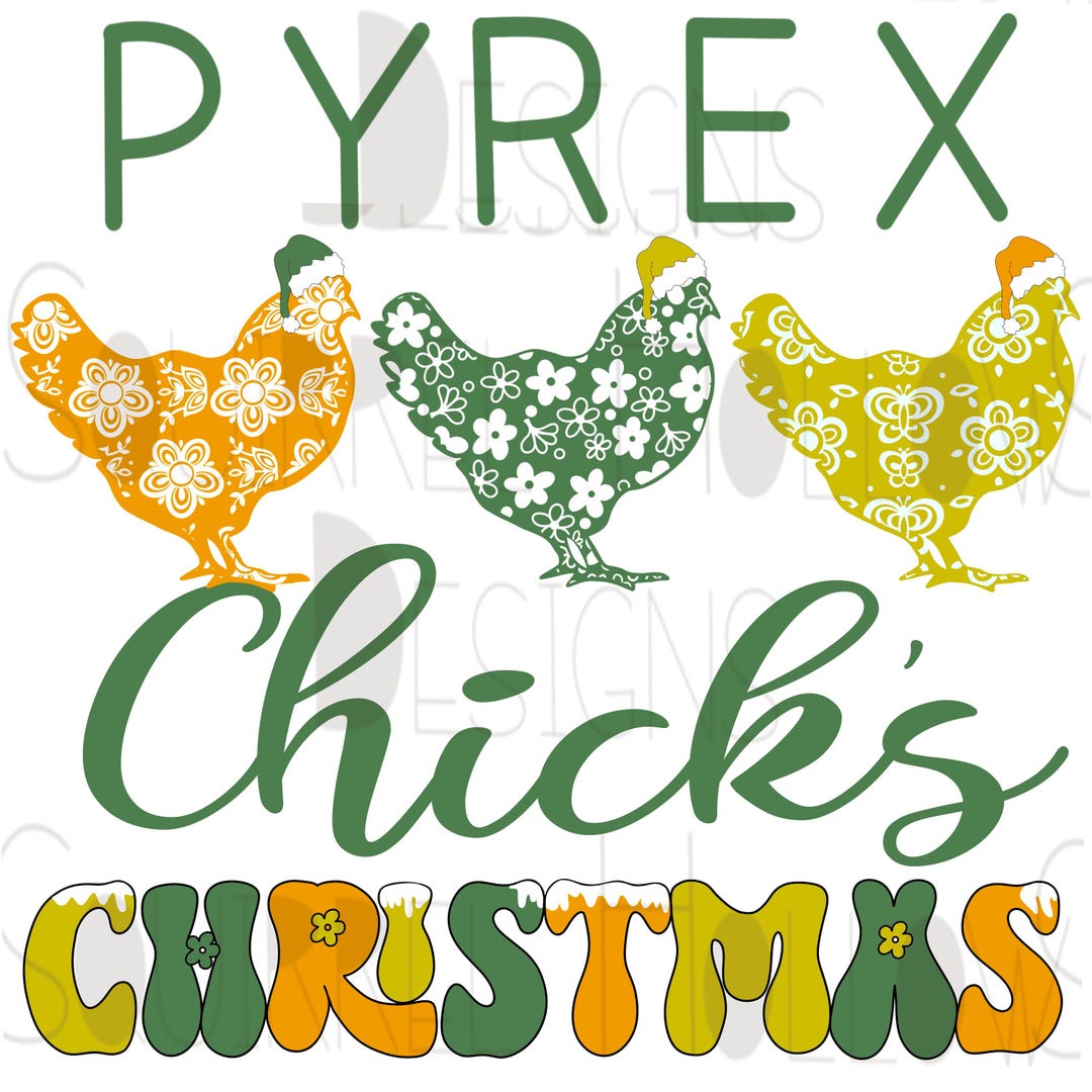Pyrex Chicks Christmas PNG | Retro Pyrex Chicken Clipart | Vintage ...