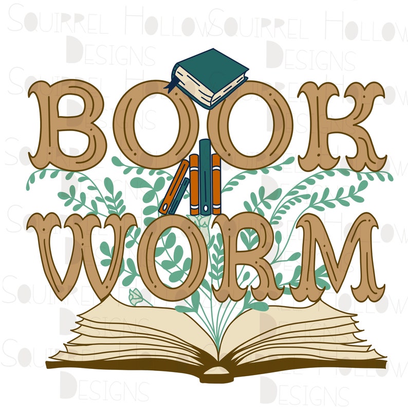 Book Worm PNG Digital Download, Sublimation Design, Sticker Design ...