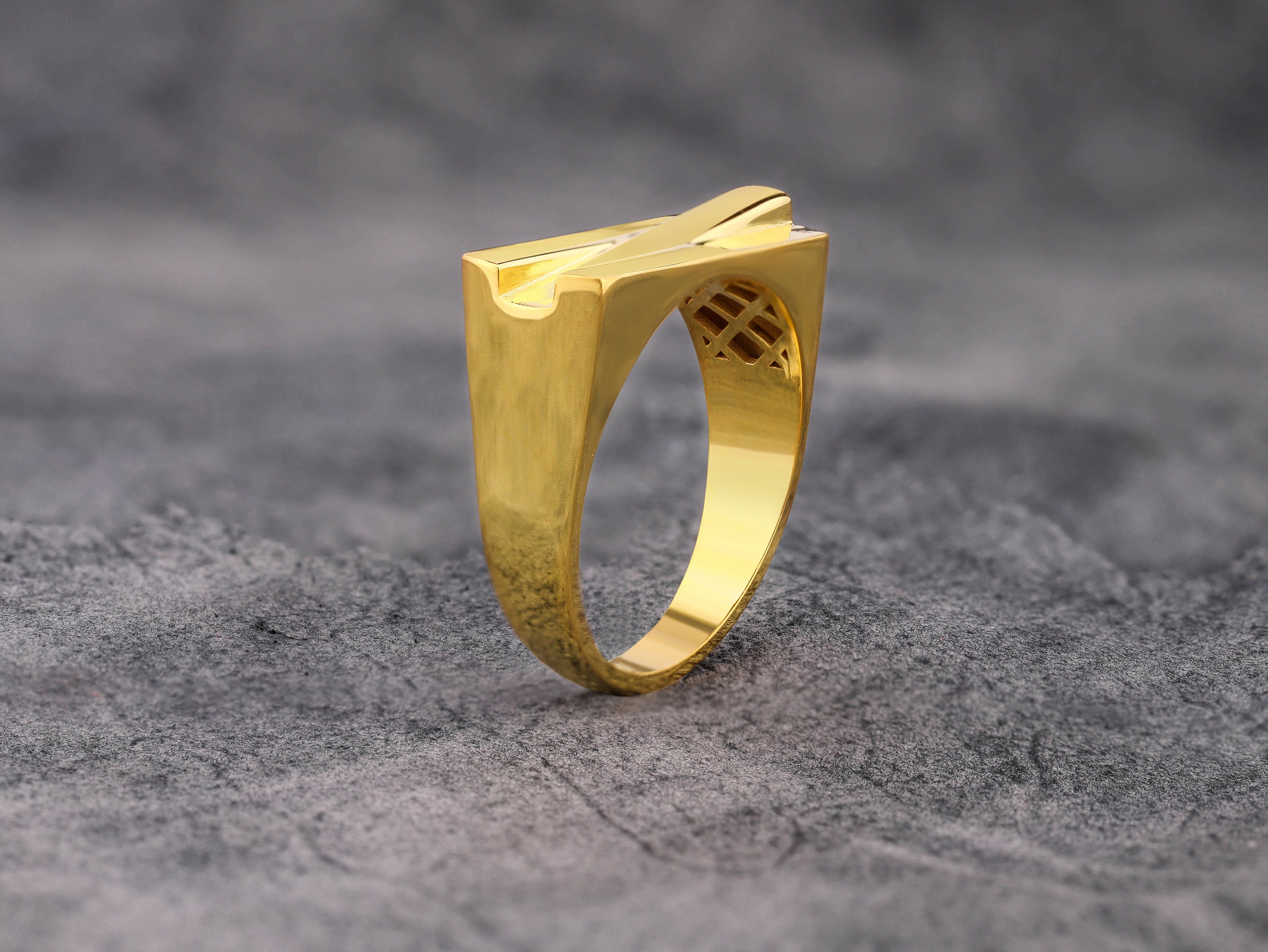 Unique Signet Ring for Men in 14K Gold Extraordinary Mens - Etsy