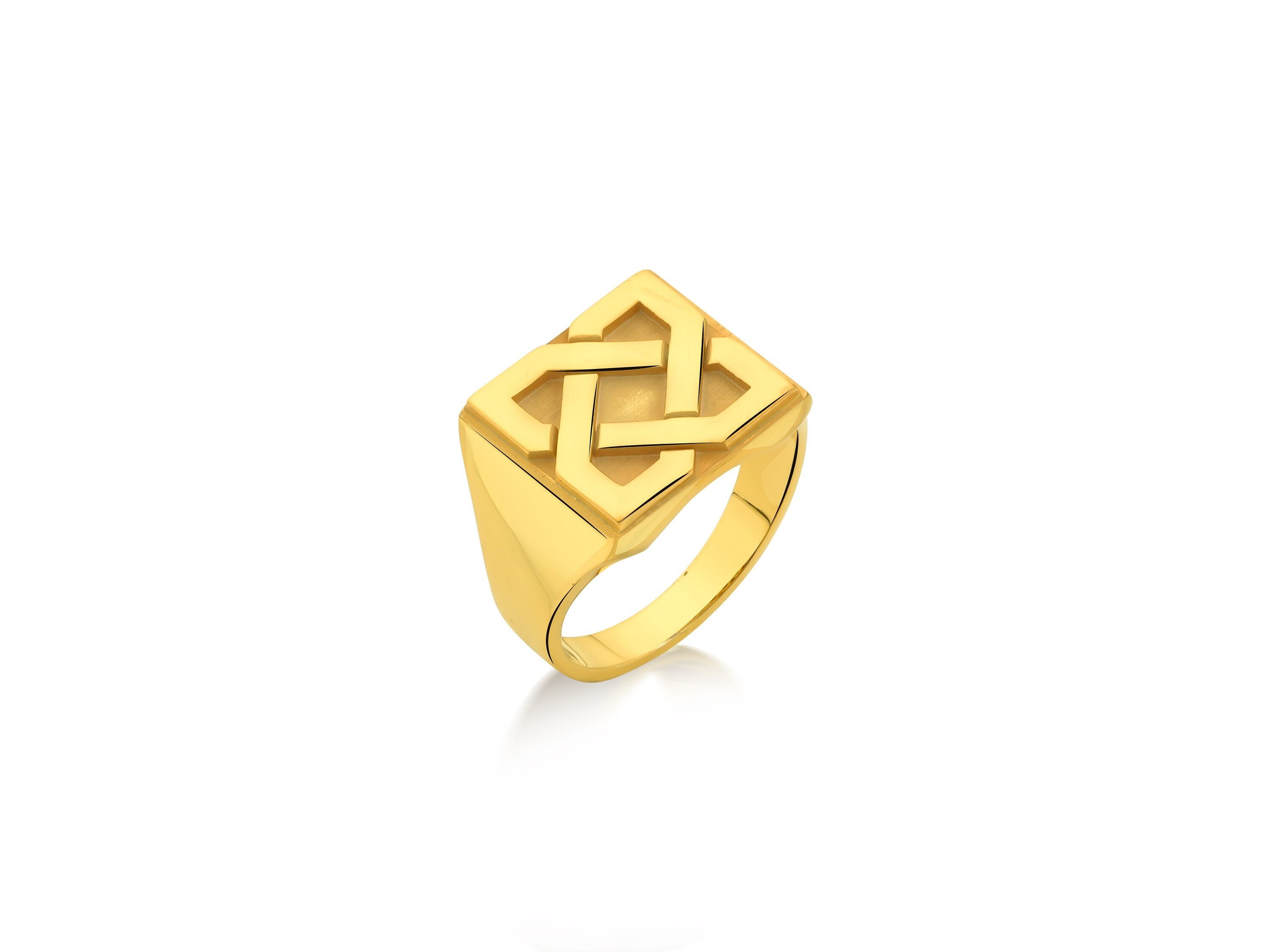 Celtic Knot Signet Ring for Men in 14K Gold, Solomon Knot Mens Signet ...