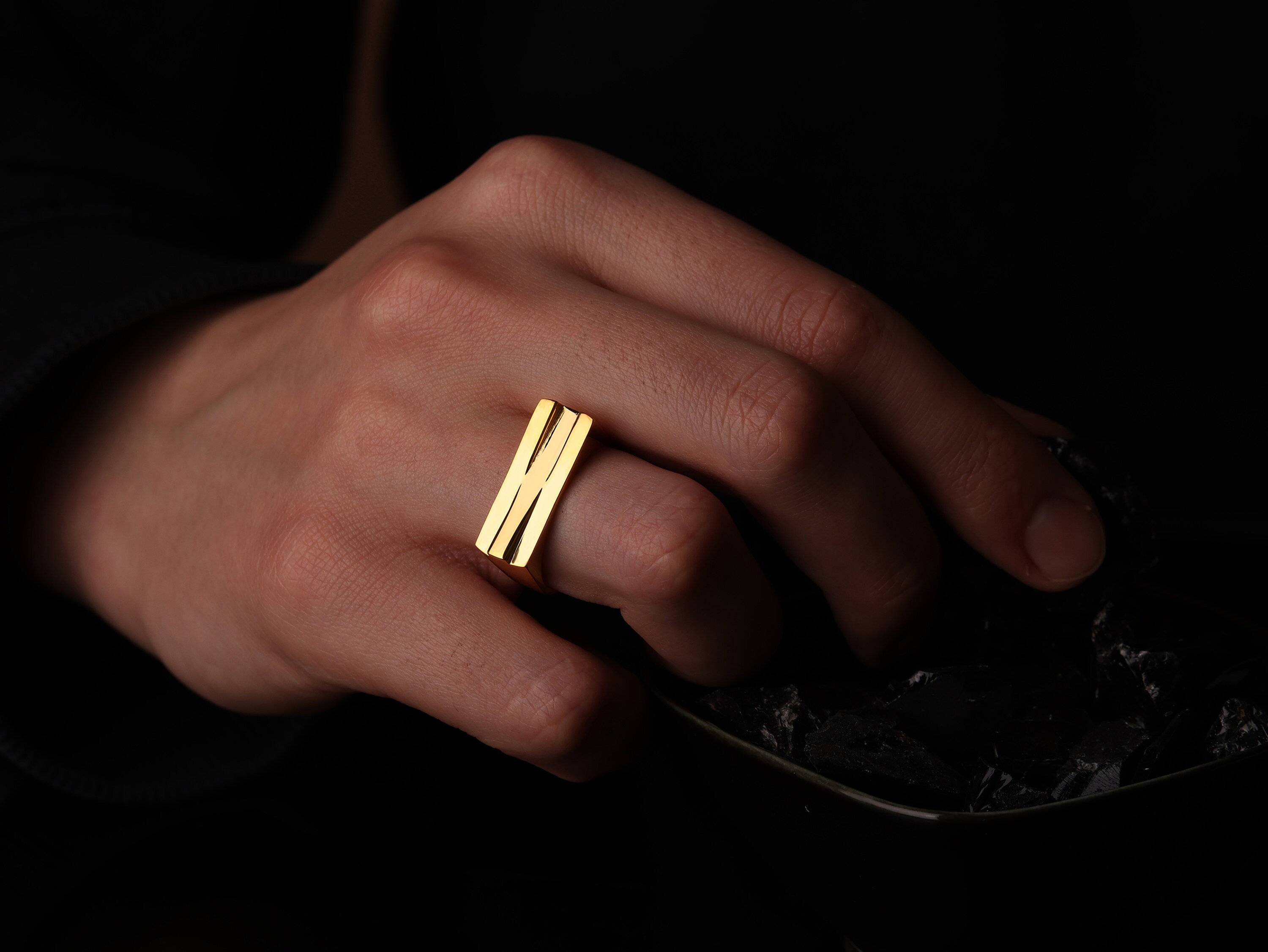 Unique Signet Ring for Men in 14K Gold Extraordinary Mens - Etsy