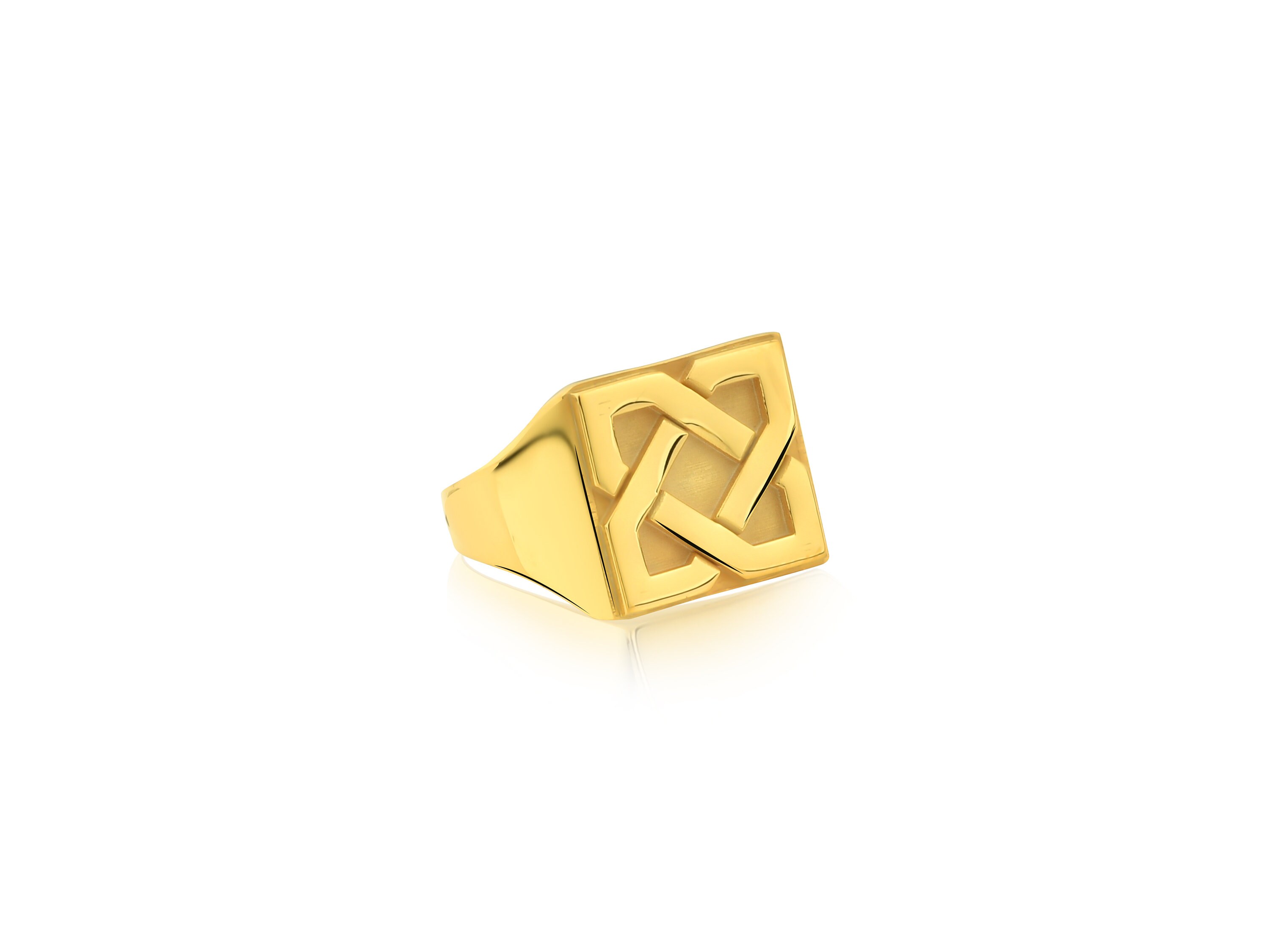 Celtic Knot Signet Ring for Men in 14K Gold, Solomon Knot Mens Signet ...