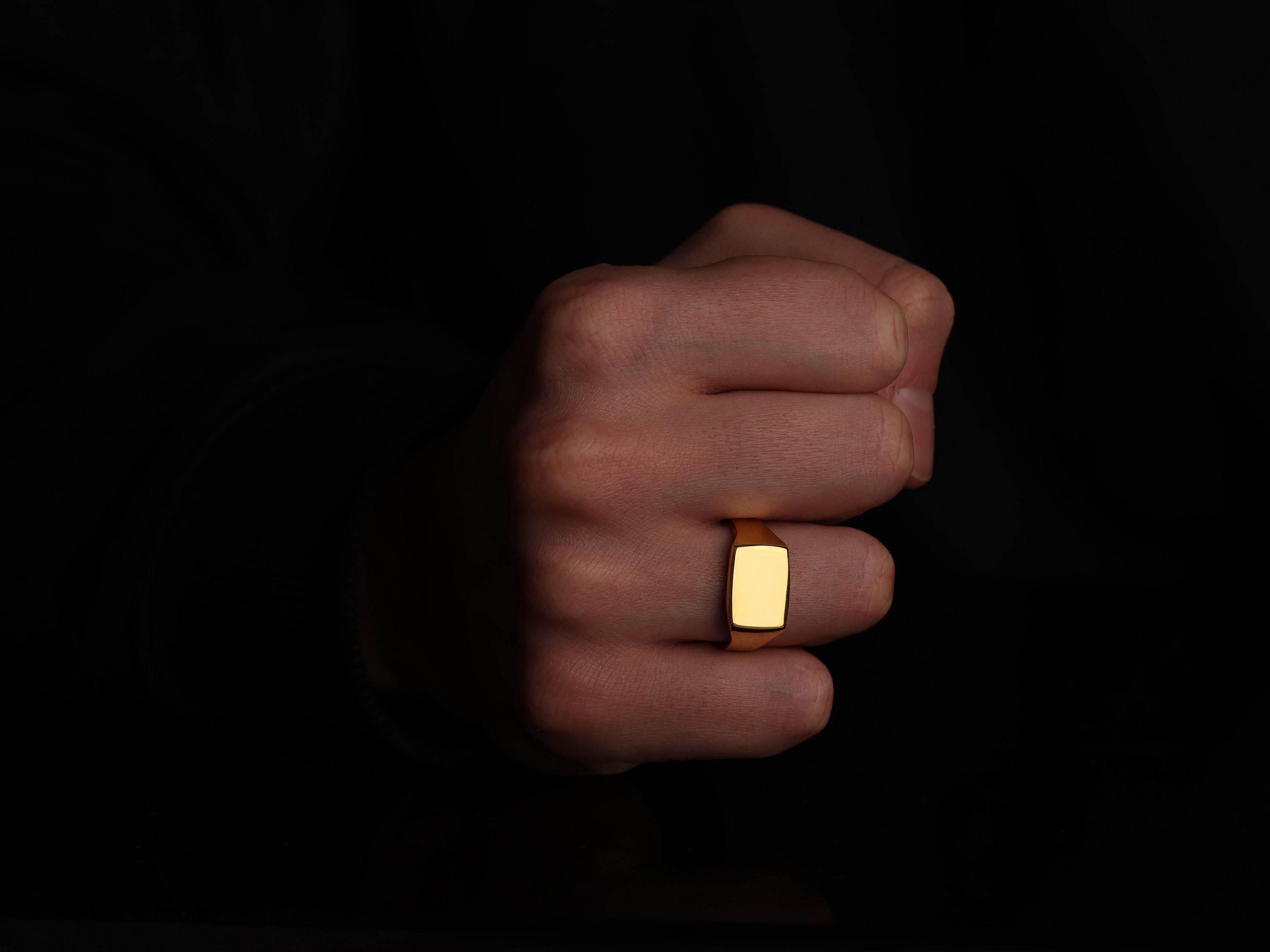 Plain Mens Pinky Signet Ring in Real Gold, 14K Gold Unique Signet Ring ...