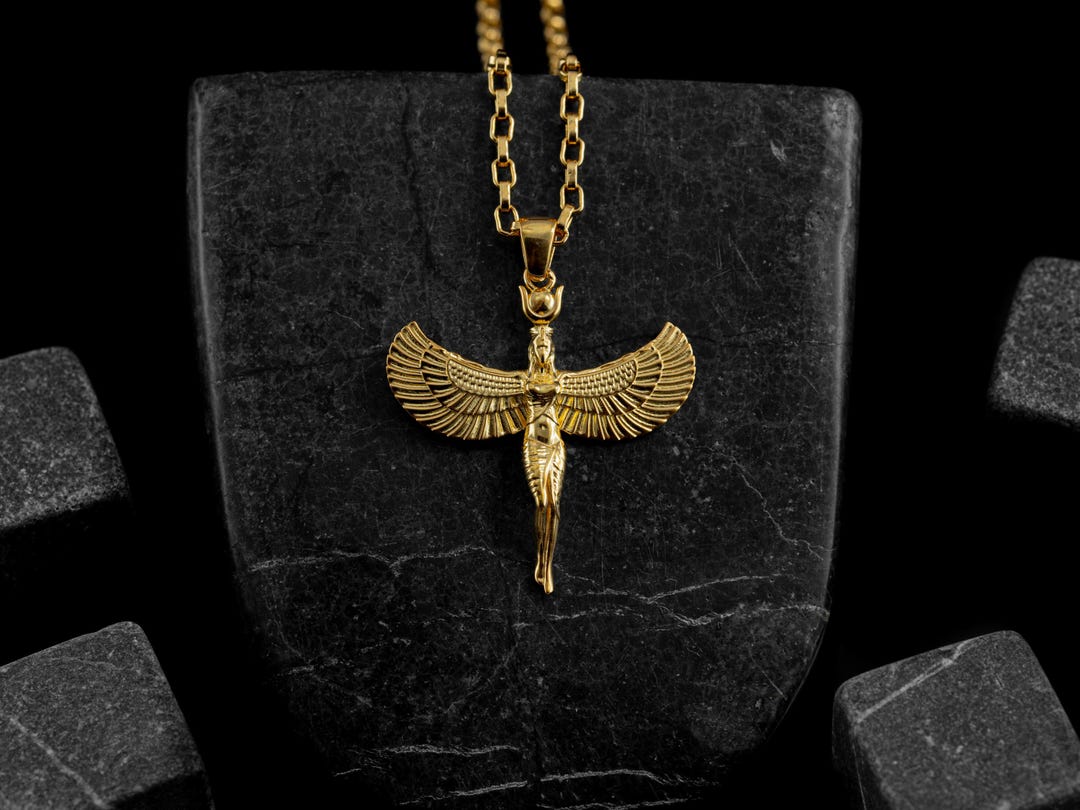 Isis Egyptian Goddess 14k Solid Gold Necklace for Mama or Wife, Ancient ...