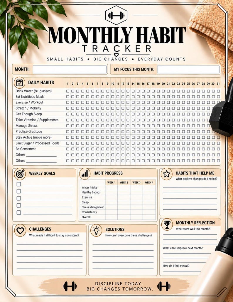 12 Week Fitness Planner Printable, Workout & Nutrition Tracker (PDF) - Etsy