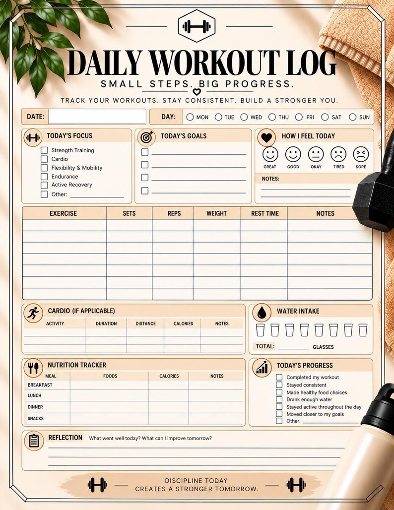 12 Week Fitness Planner Printable, Workout & Nutrition Tracker (PDF) - Etsy