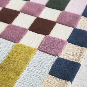 Hand Tufted Wool Rug, Modern Geometric Checkered Stripe Design - Etsy