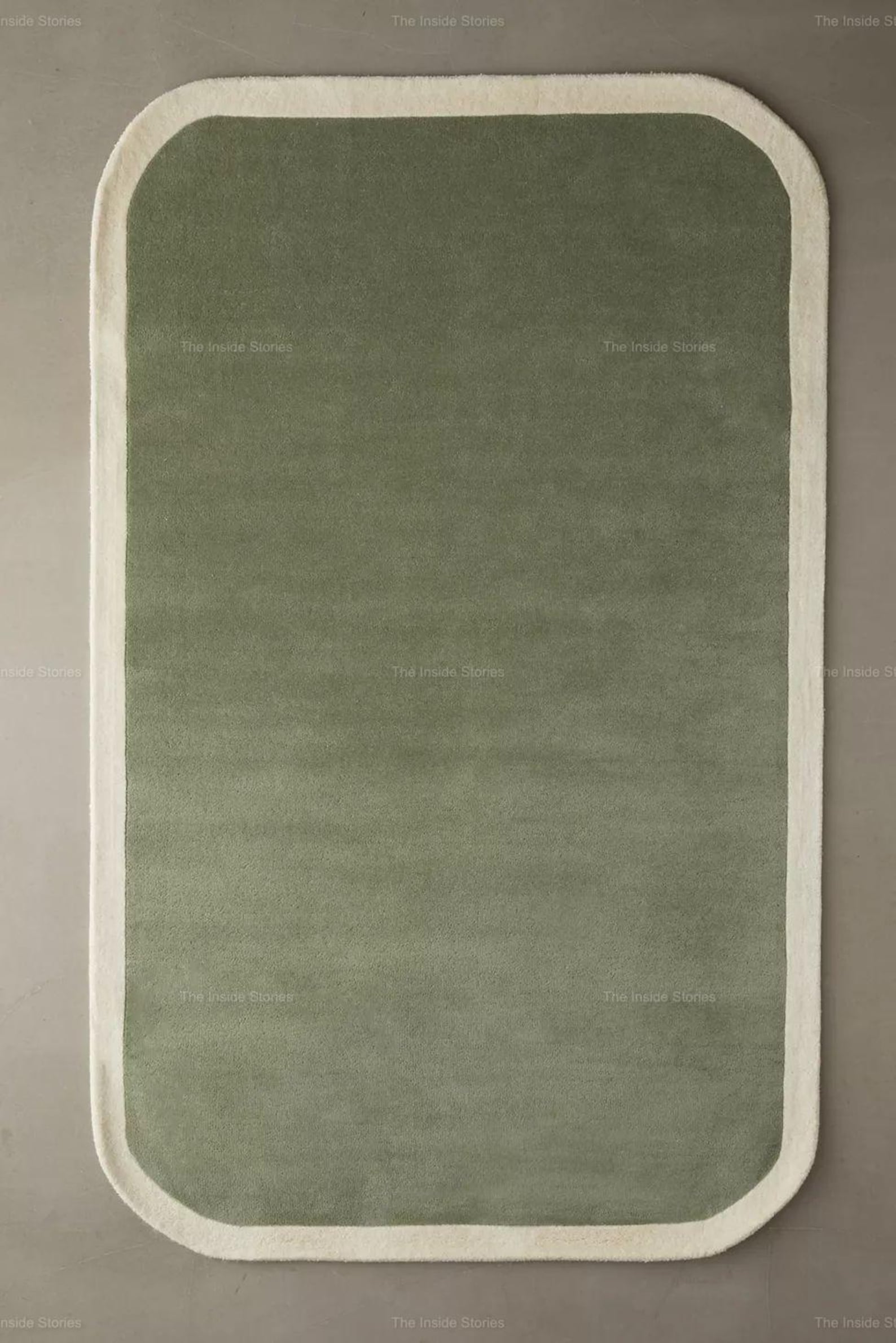 Hand Tufted Wool Rug, Solid Border, Rounded Corner, Custom Color - Etsy