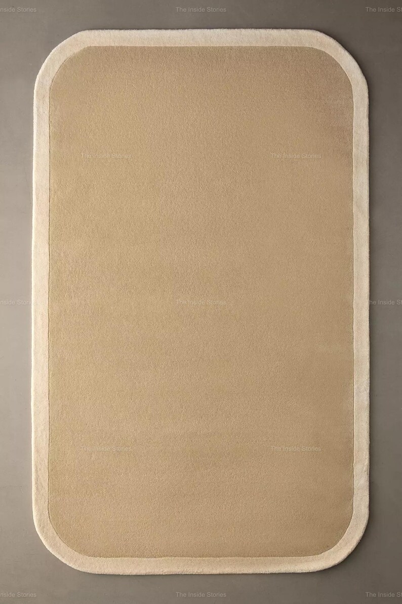 Hand Tufted Wool Rug, Solid Border, Rounded Corner, Custom Color - Etsy