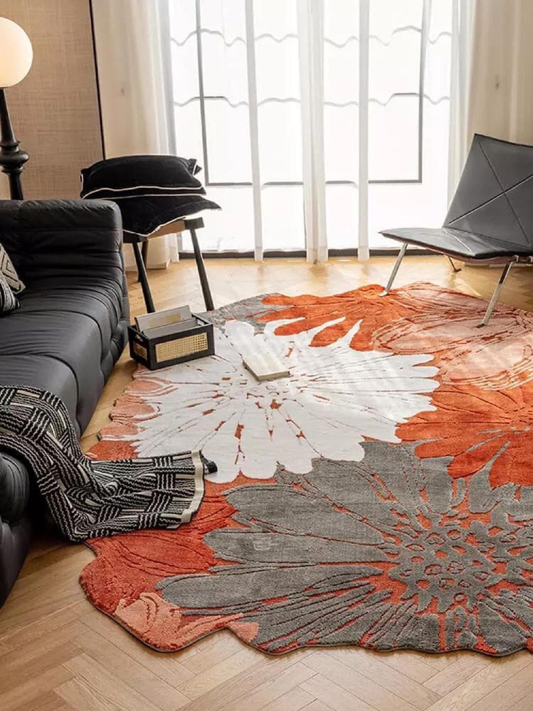 Hand-tufted Wool Rug, Abstract Floral, Sculpted High-low Pile - Etsy