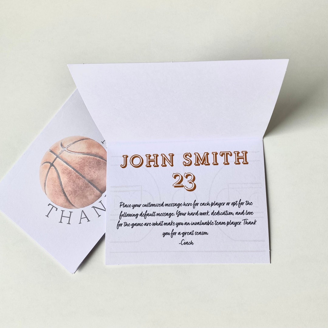 Simple Basketball Thank You Card Personalizable; Thank You Card for ...