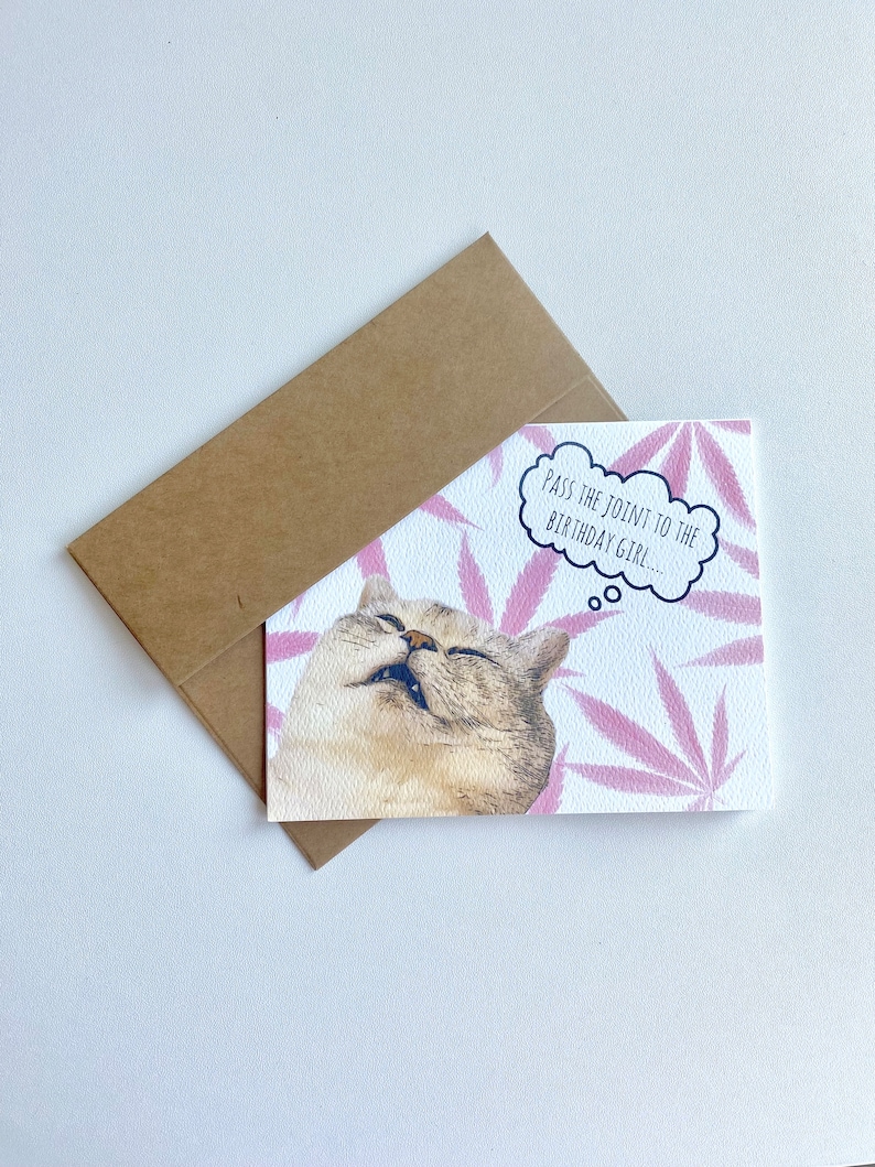 Weed Happy Birthday Card for Her; Funny Card With Puns; Cat Lover, Weed ...
