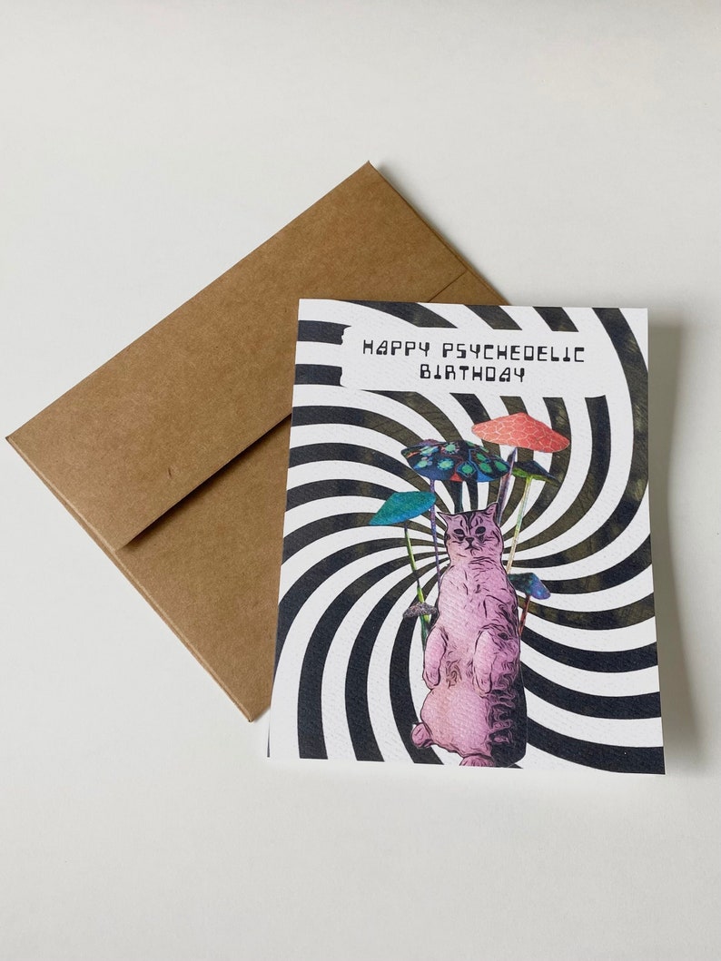 Groovy Happy Birthday Card Funny Card With Pun Cat Lover, Drugs ...