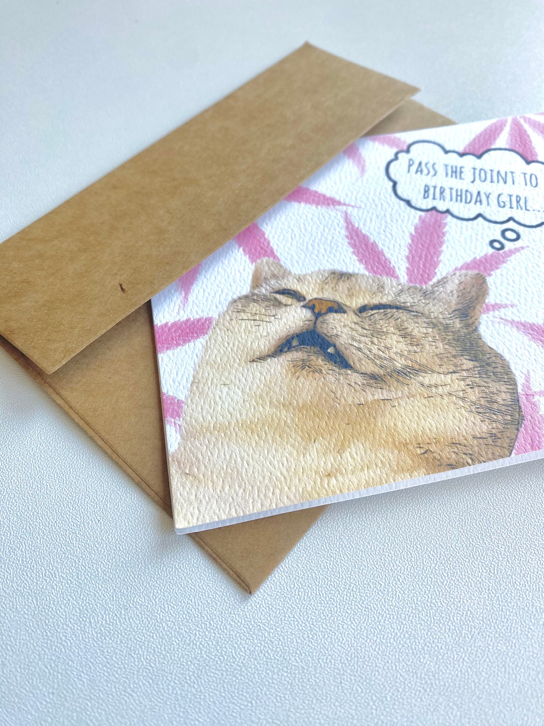 Weed Happy Birthday Card for Her; Funny Card With Puns; Cat Lover, Weed ...