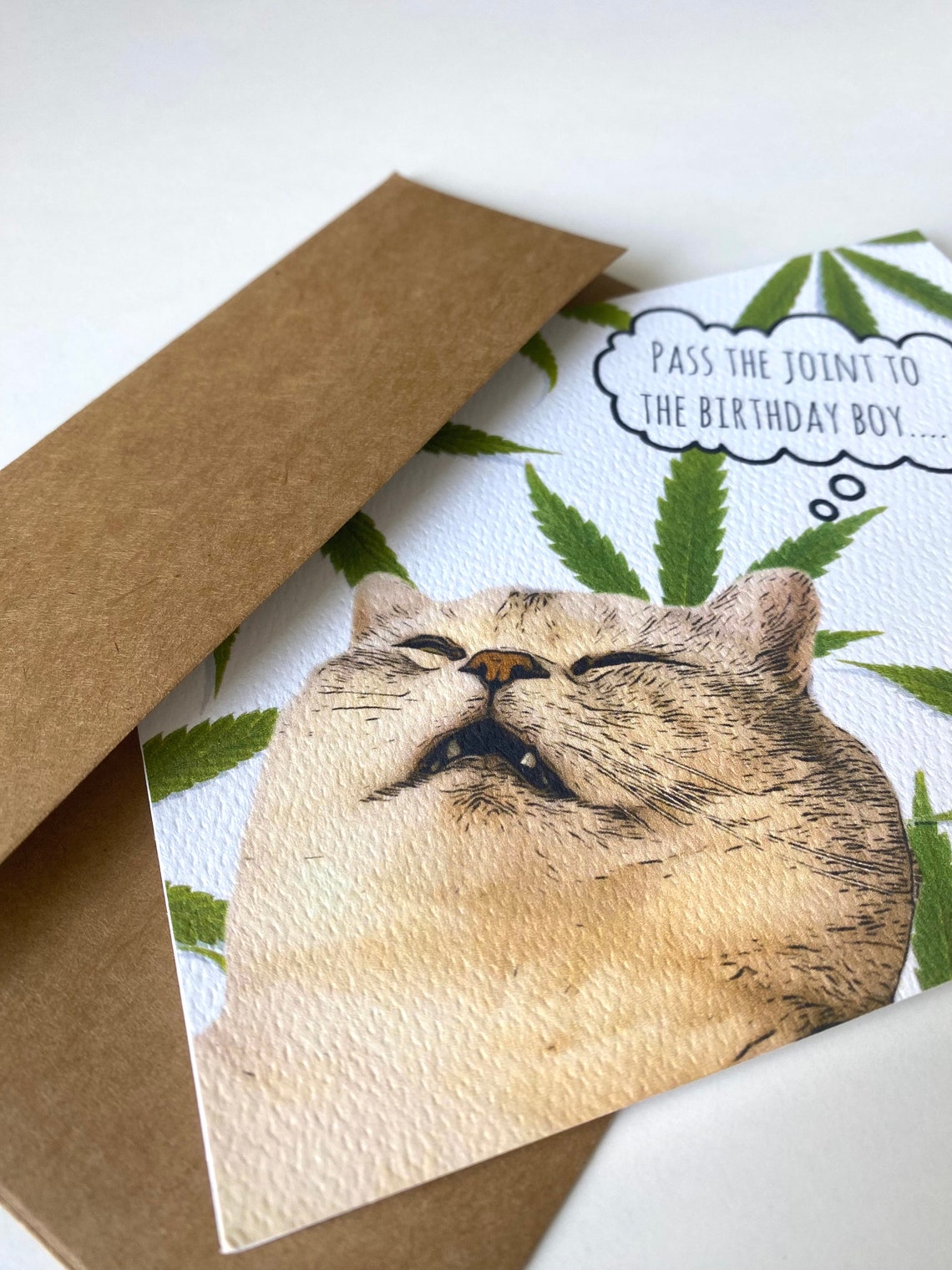 Weed Happy Birthday Card for Him; Funny Card With Puns; Cat Lover, Weed ...