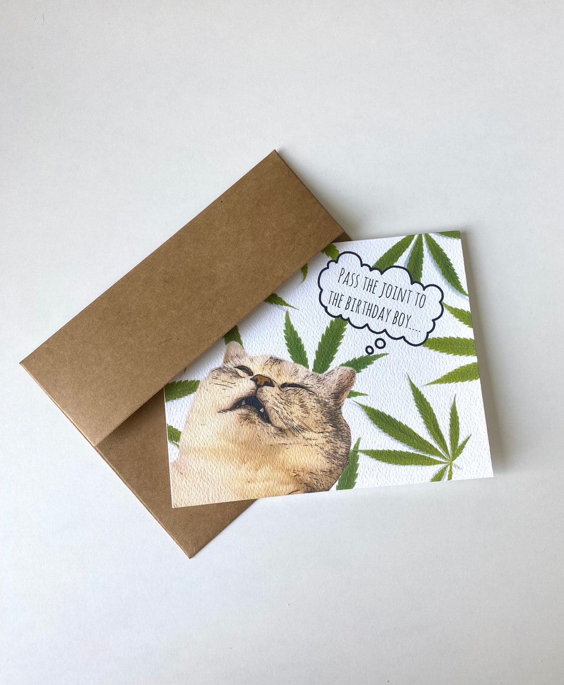 Weed Happy Birthday Card for Him; Funny Card With Puns; Cat Lover, Weed ...