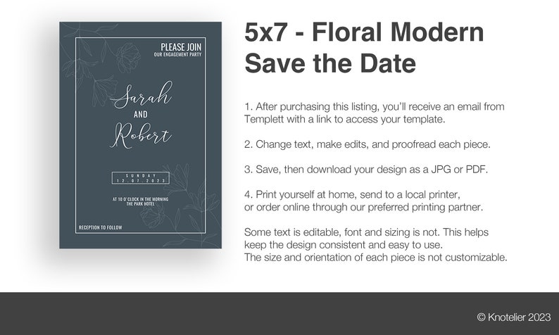 SIMPLE Save the Date Template, Save the Date Cards, Editable Save the ...