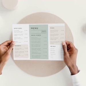 Modern Restaurant Menu Template: Editable A4 Landscape (digital ...