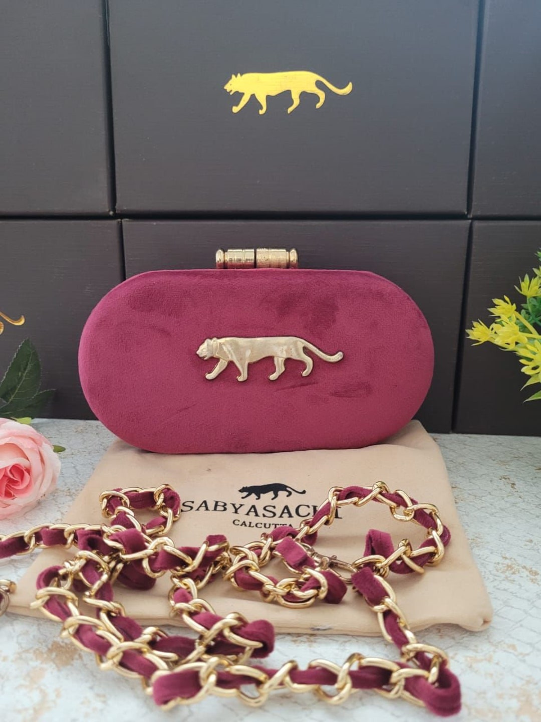 Sabyasachi Calcutta Inspired Embellished Designer Suede Clutch With ...