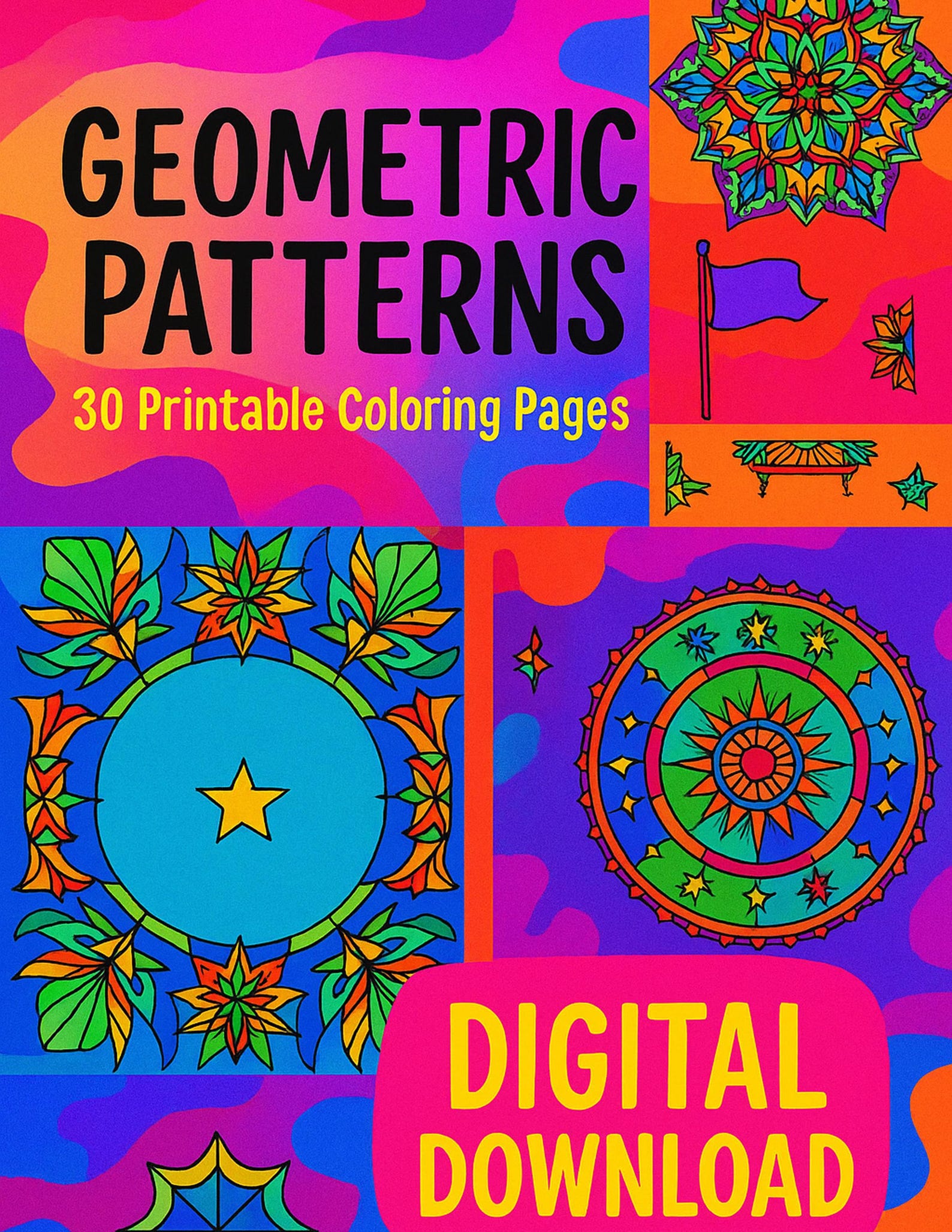 Geometric Patterns Coloring Book (30 Pages) | Printable PDF - Etsy