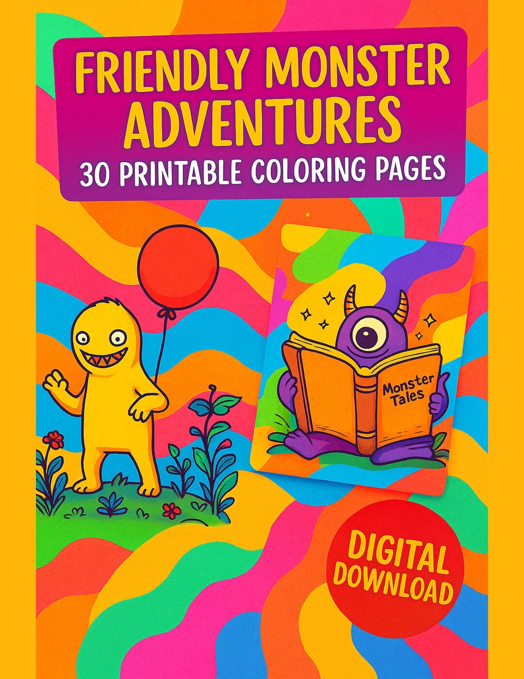 Friendly Monster Adventures Coloring Book (30 Pages) | Printable PDF - Etsy