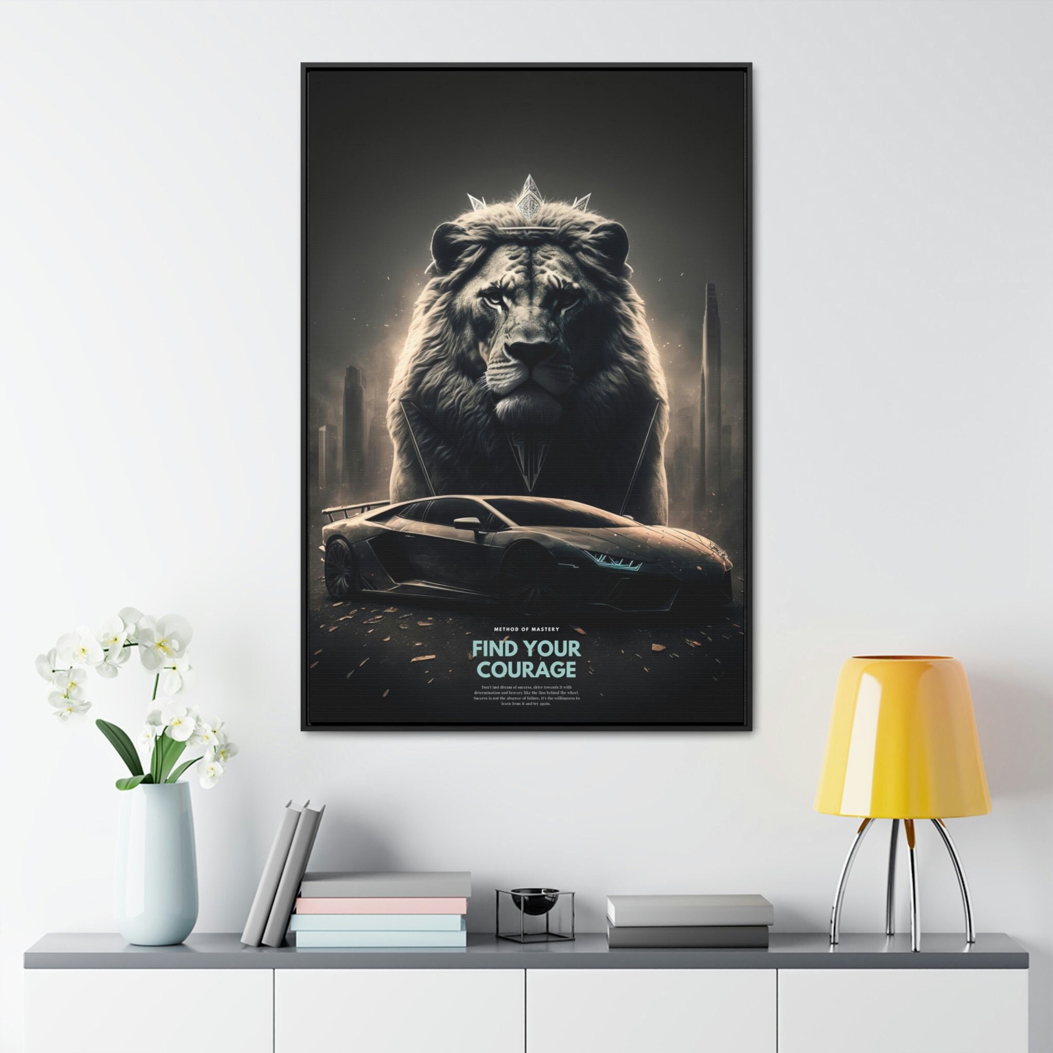 FIND YOUR COURAGE Motivational Wall Art Framed Canvas Print Poster ...