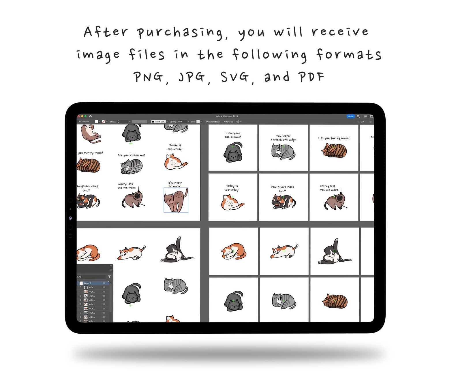 Cats Stickers, Cats Clipart, Goosnotes, Notion, SVG, Cat Lovers, Hand ...