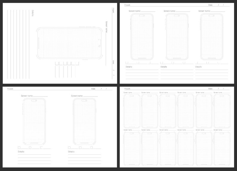 Printable Wireframe Sketching Sheet for UX UI Design PDF - Etsy