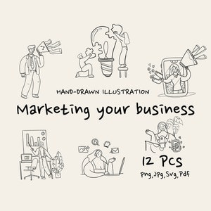 Clipart Hand-drawn Digital Line Art | Marketing Your Business | Png Jpg ...