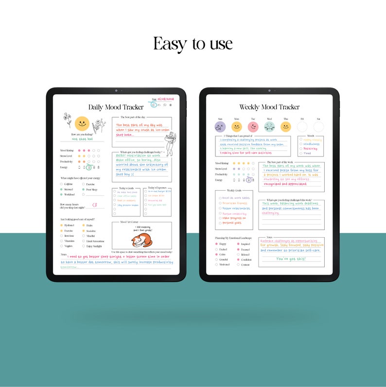 Mood Tracker A4 Printable PDF Mood All-in-one Solution for Emotional ...