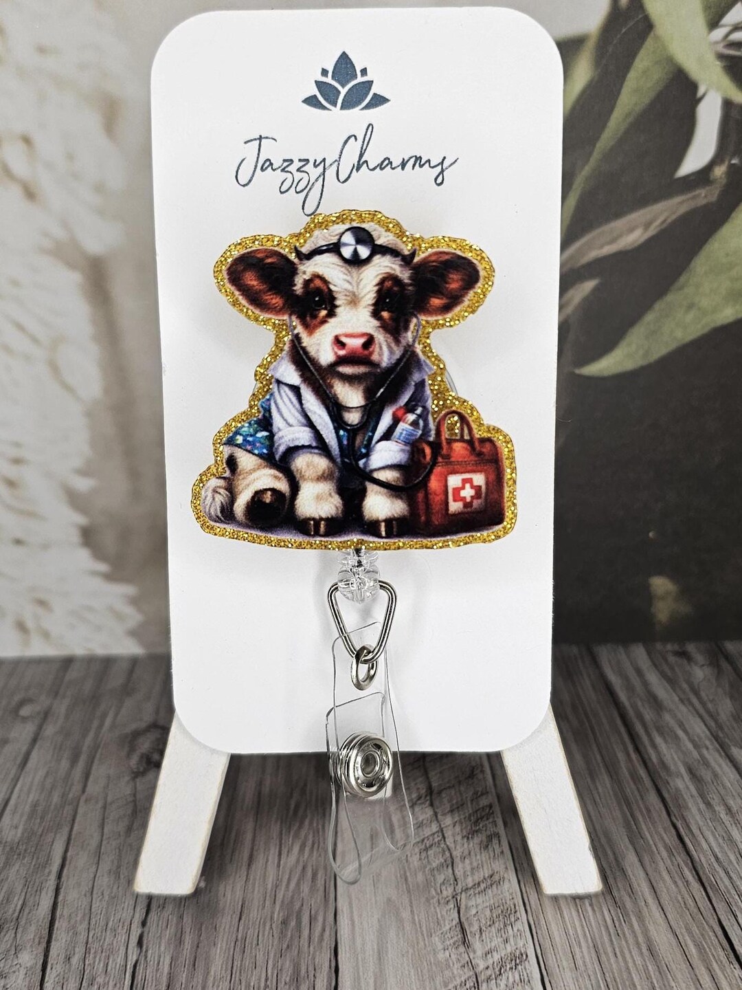 Cute Cow Badge Reel Veterinary Id Holder Badge Reel for Animal Doctor ...