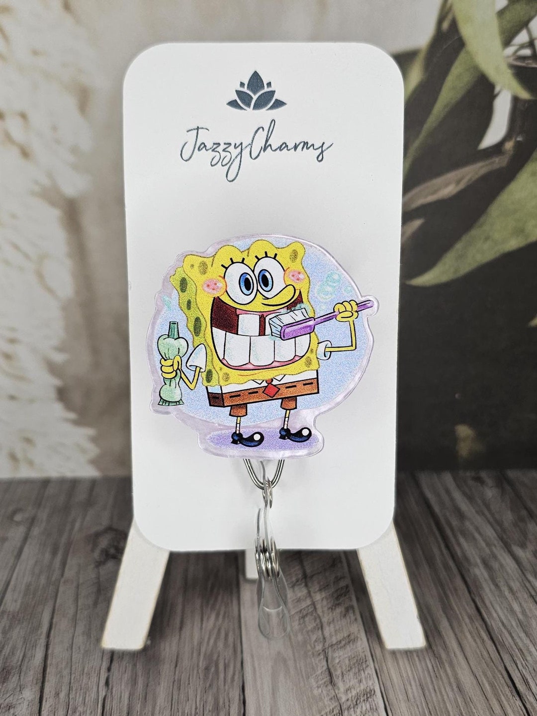 Sponge Esponja Character Cute Badge Reel Brushing Teeth Cute Id Badge ...