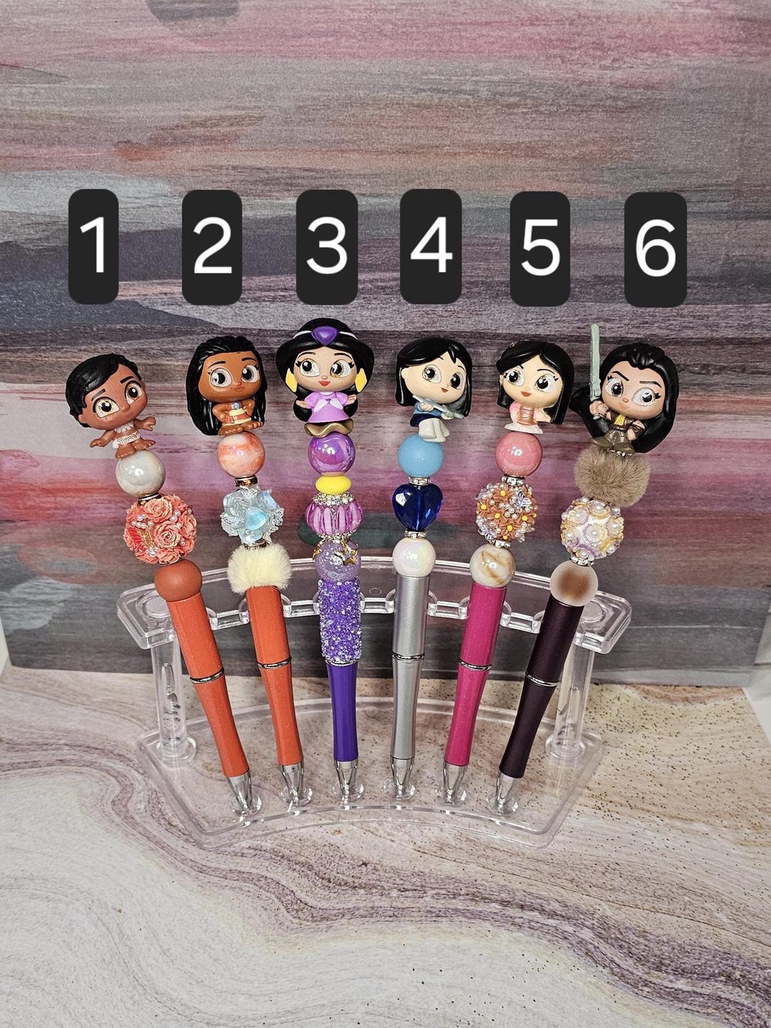 Custom Princess Beaded Pen With Custom Princess Character Refillable ...
